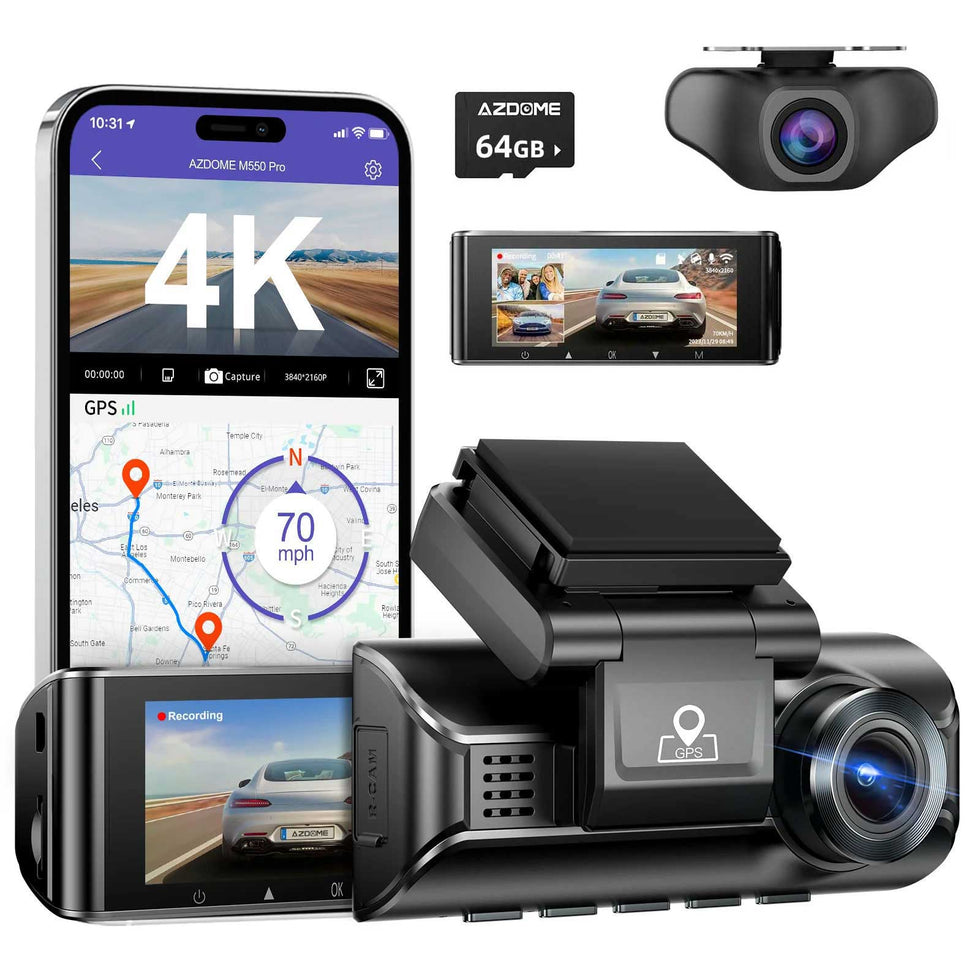 AZDome M770 Pro 2CH 4K Wifi GPS 64gb dashcam – Allcam | dashcam experts